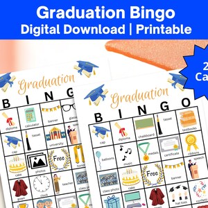 Graduation Bingo Cards, High School Grad Bingo, Instant Download ...