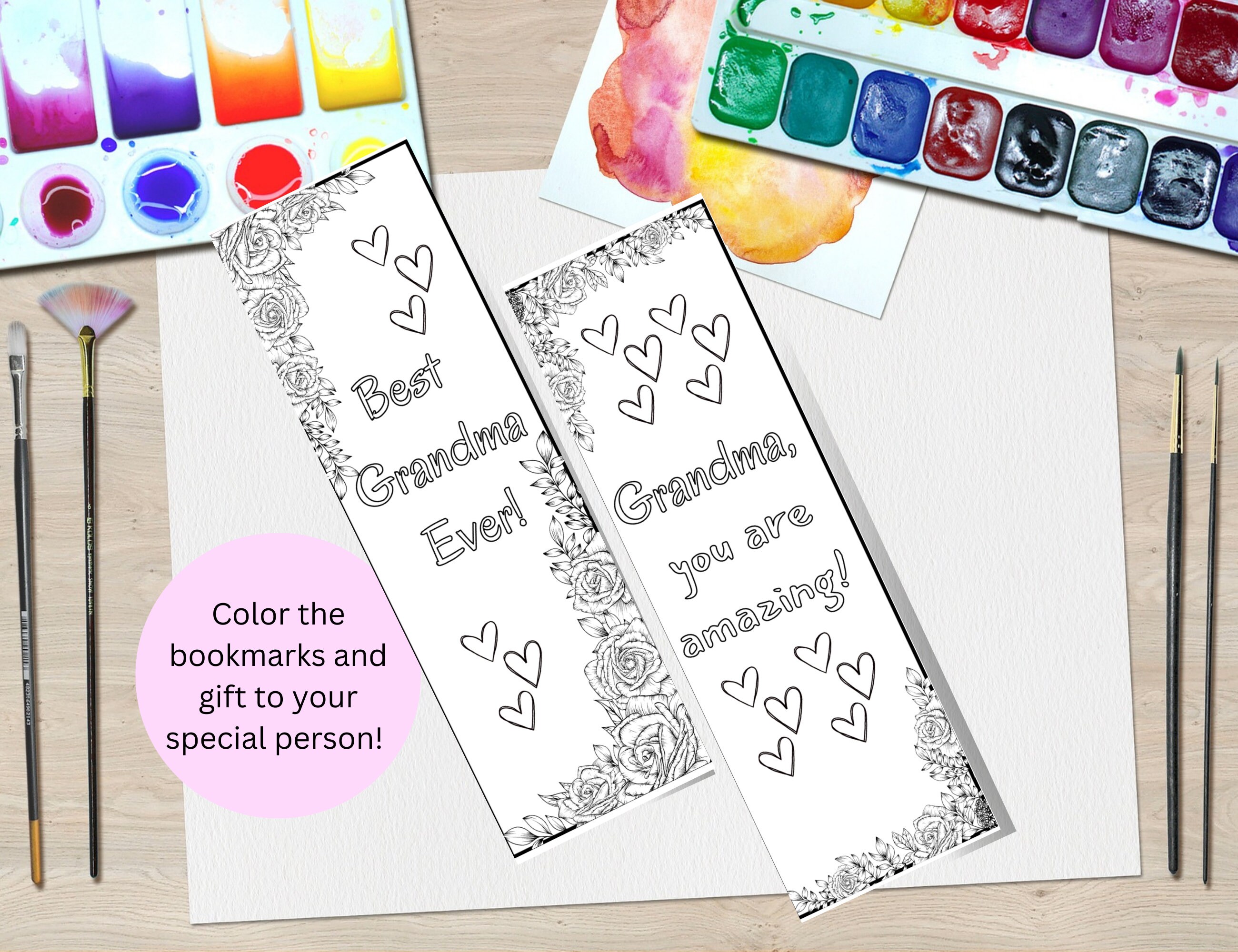 Mother's Day Printable Coloring Bookmark, Gifts for Grandma, Presents ...