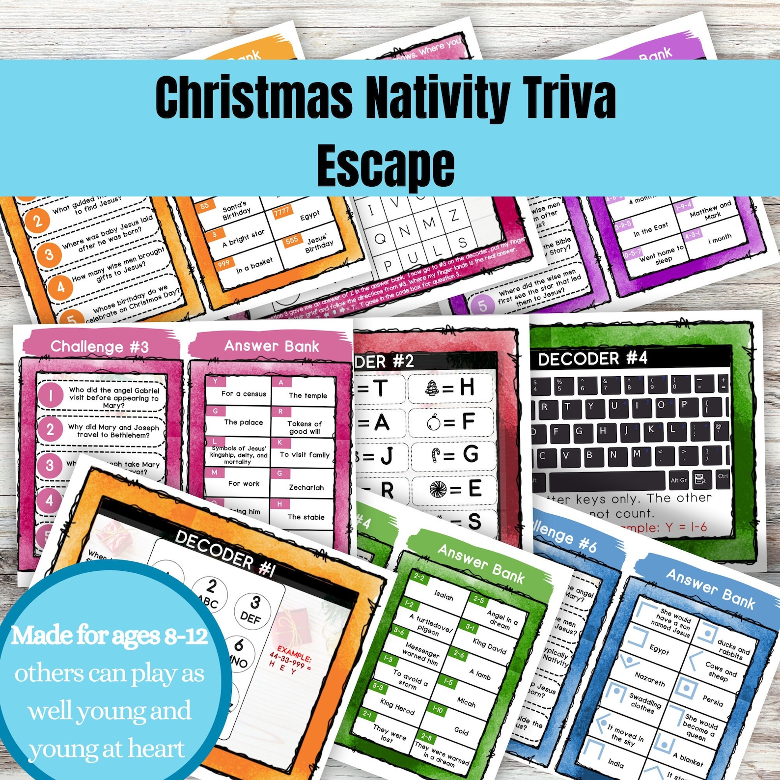 Bible Trivia Escape Room, Christmas Nativity Game, Christmas Trivia ...
