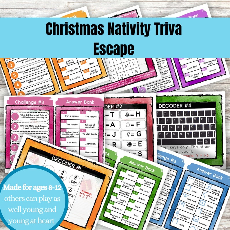 Bible Trivia Escape Room, Christmas Nativity Game, Christmas Trivia ...