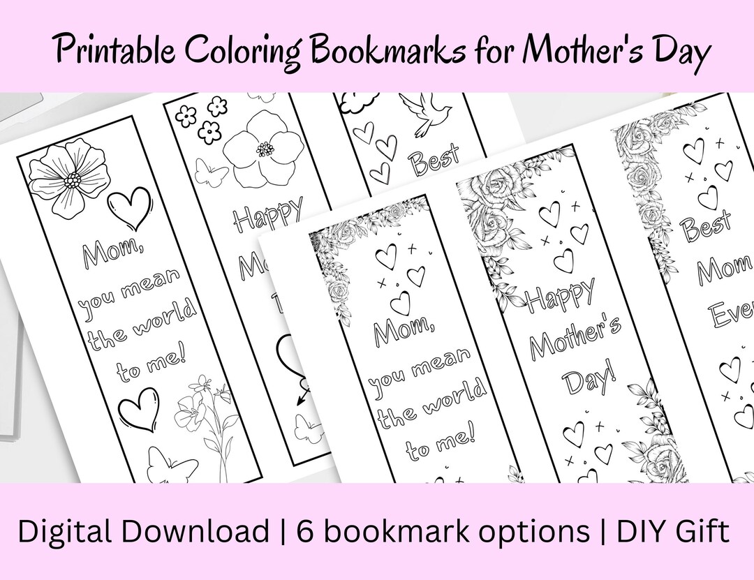 Mother's Day Printable Coloring Bookmark, Gifts for Mum, Presents From ...