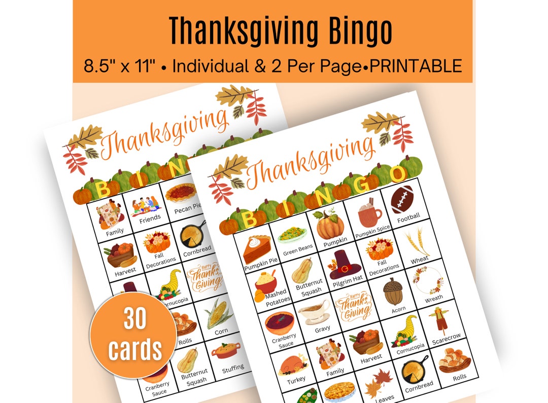 Thanksgiving Bingo Printable, Fall Party Games, Thanksgiving Activity ...
