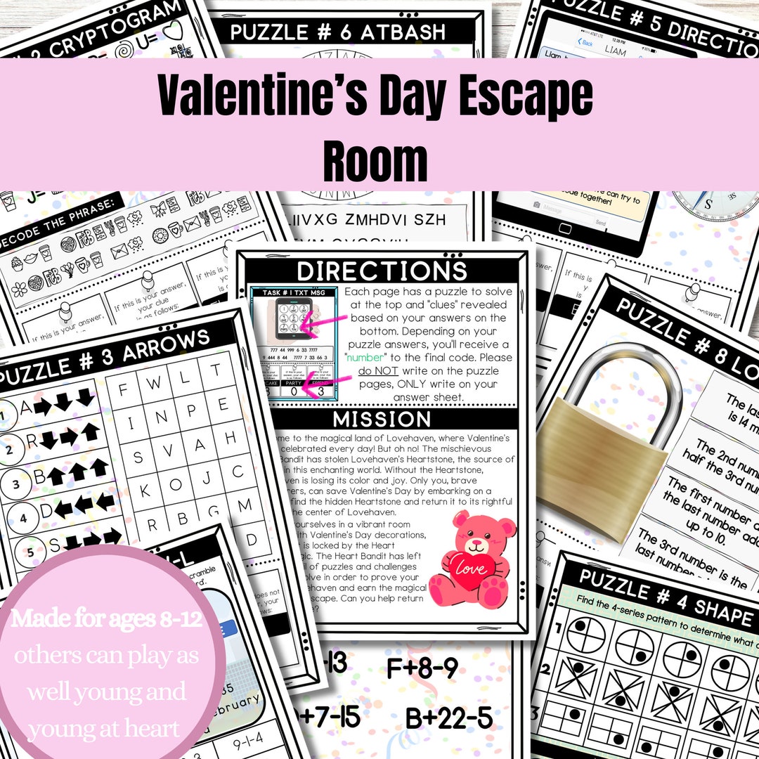 Valentine's Day Escape Room, Printable Party Game, Classroom Party ...