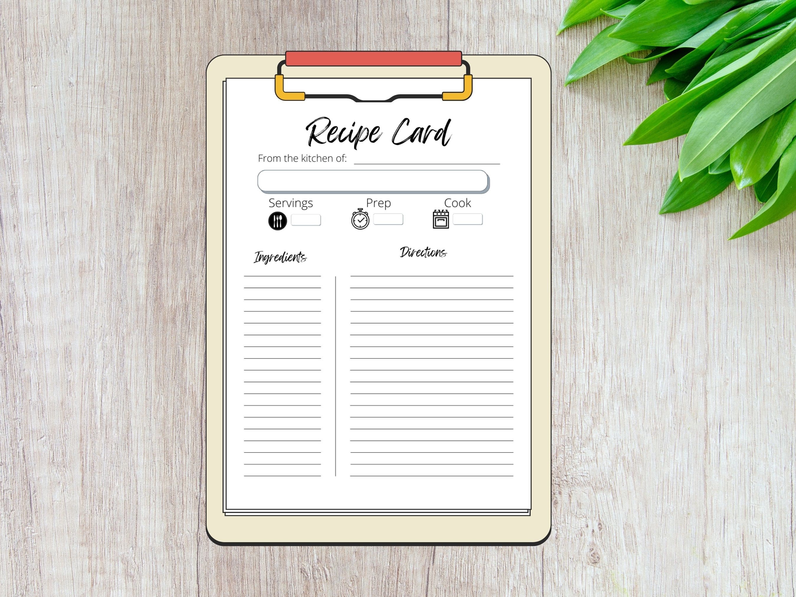 Simple Recipe Template | Recipe Card | Instant PDF | 8.5 X 11 Printable ...