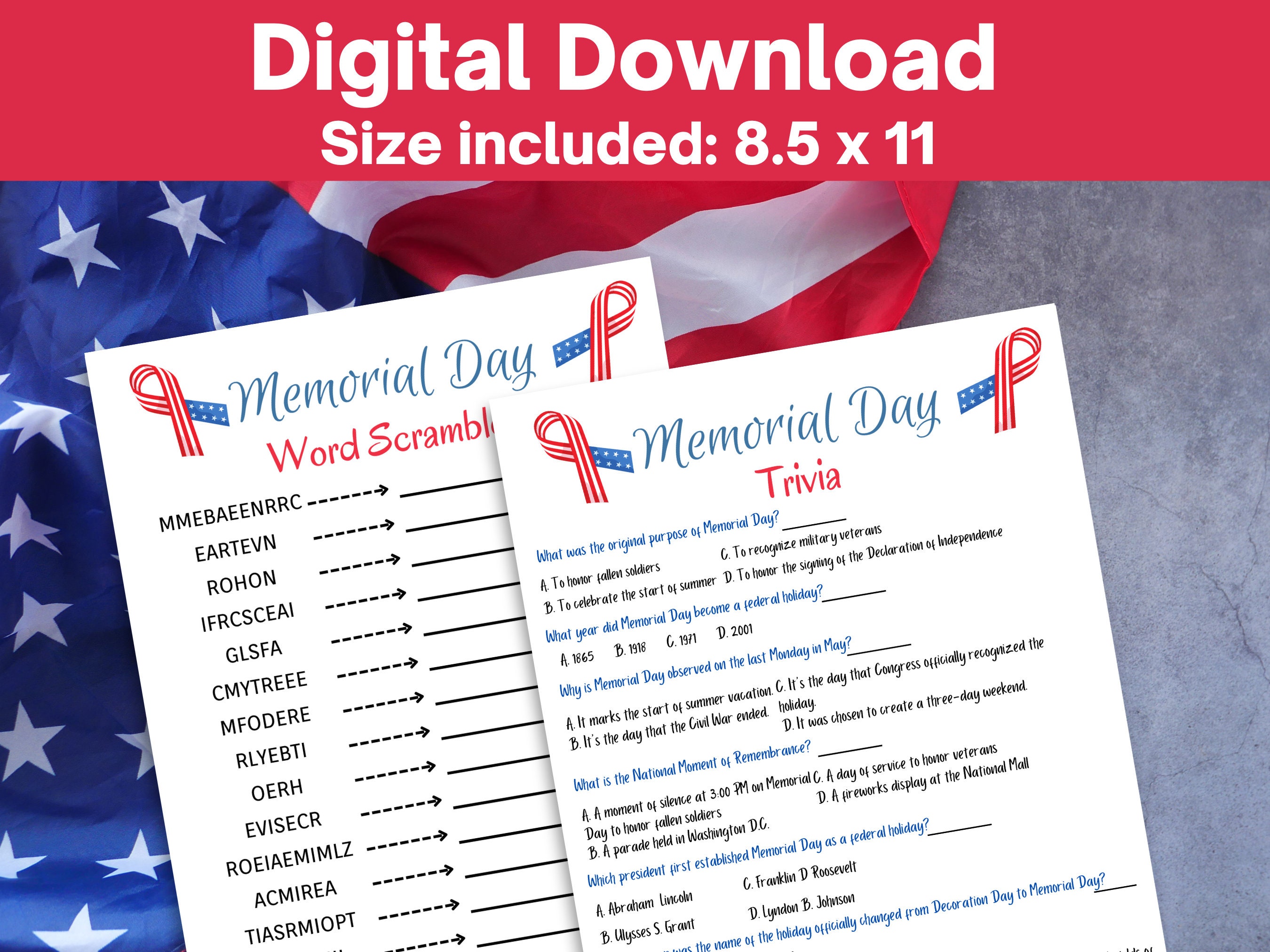 Memorial Day Printable Games, Patriotic Games, Instant Download ...