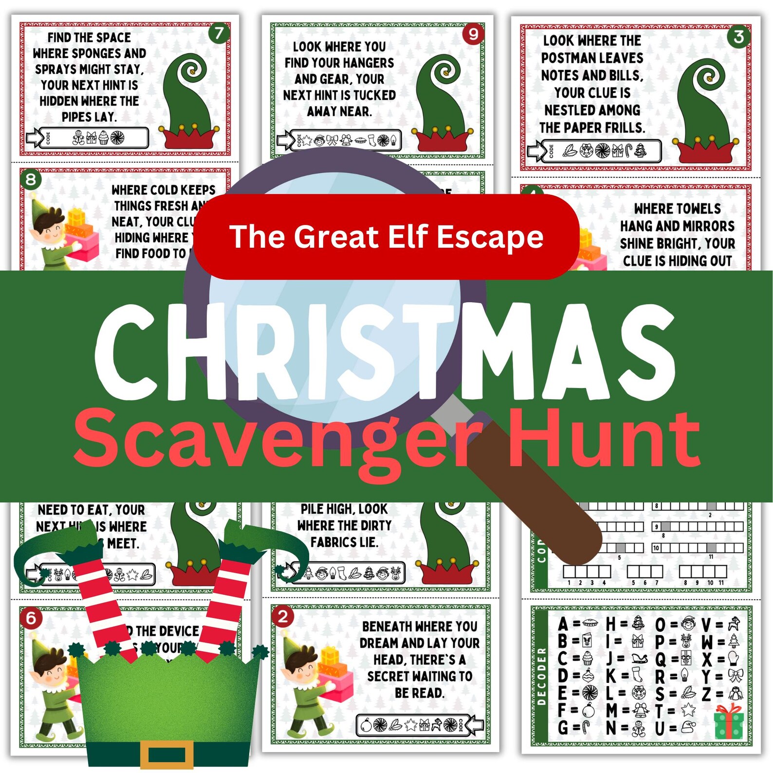 Elf Scavenger Hunt for Kids, Elf Treasure Hunt, Indoor Christmas Elf ...
