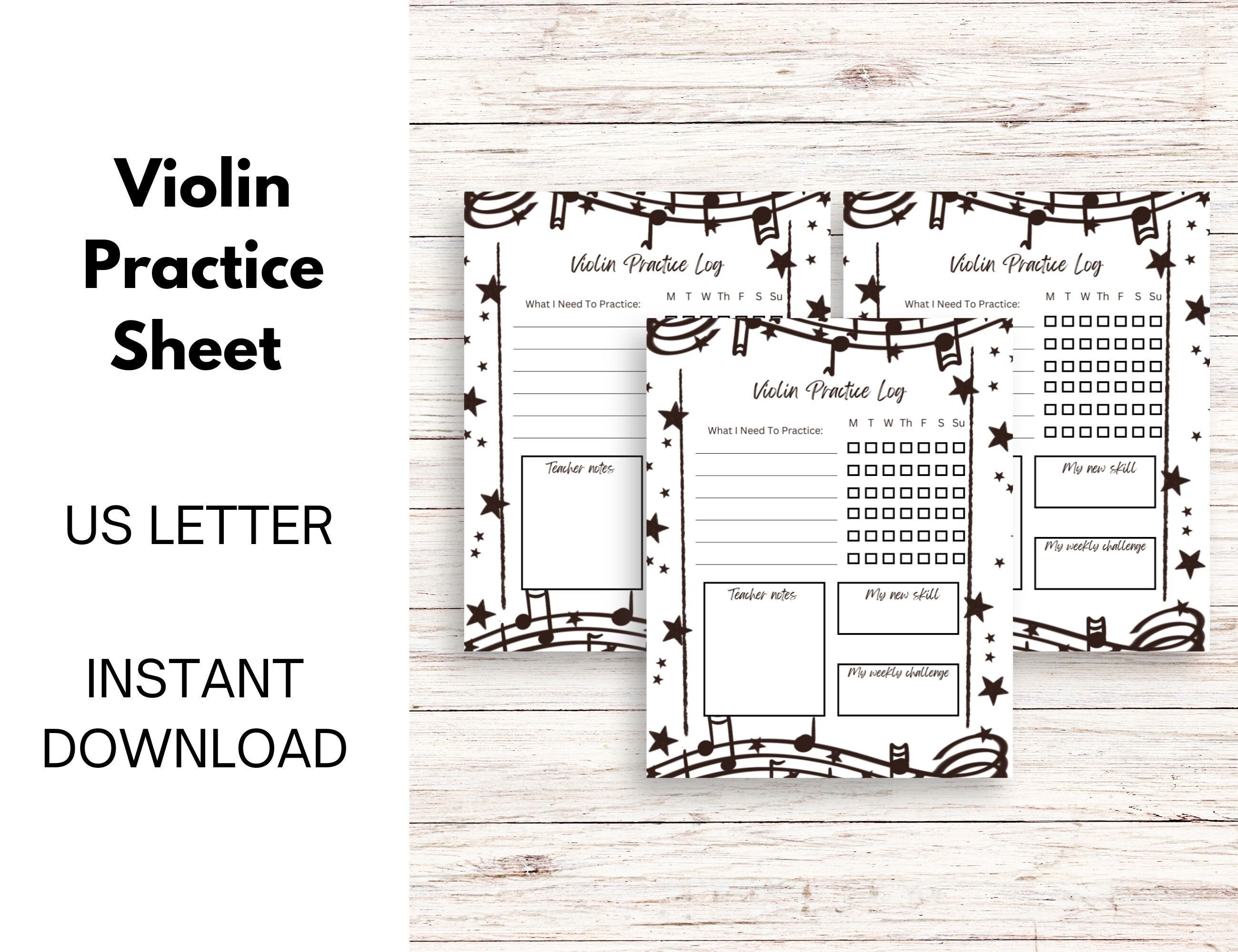 Printable Practice Log, Violin Lesson Assignment, Violin Practice ... Printable Practice Log, Violin Lesson Assignment, Violin Practice ...