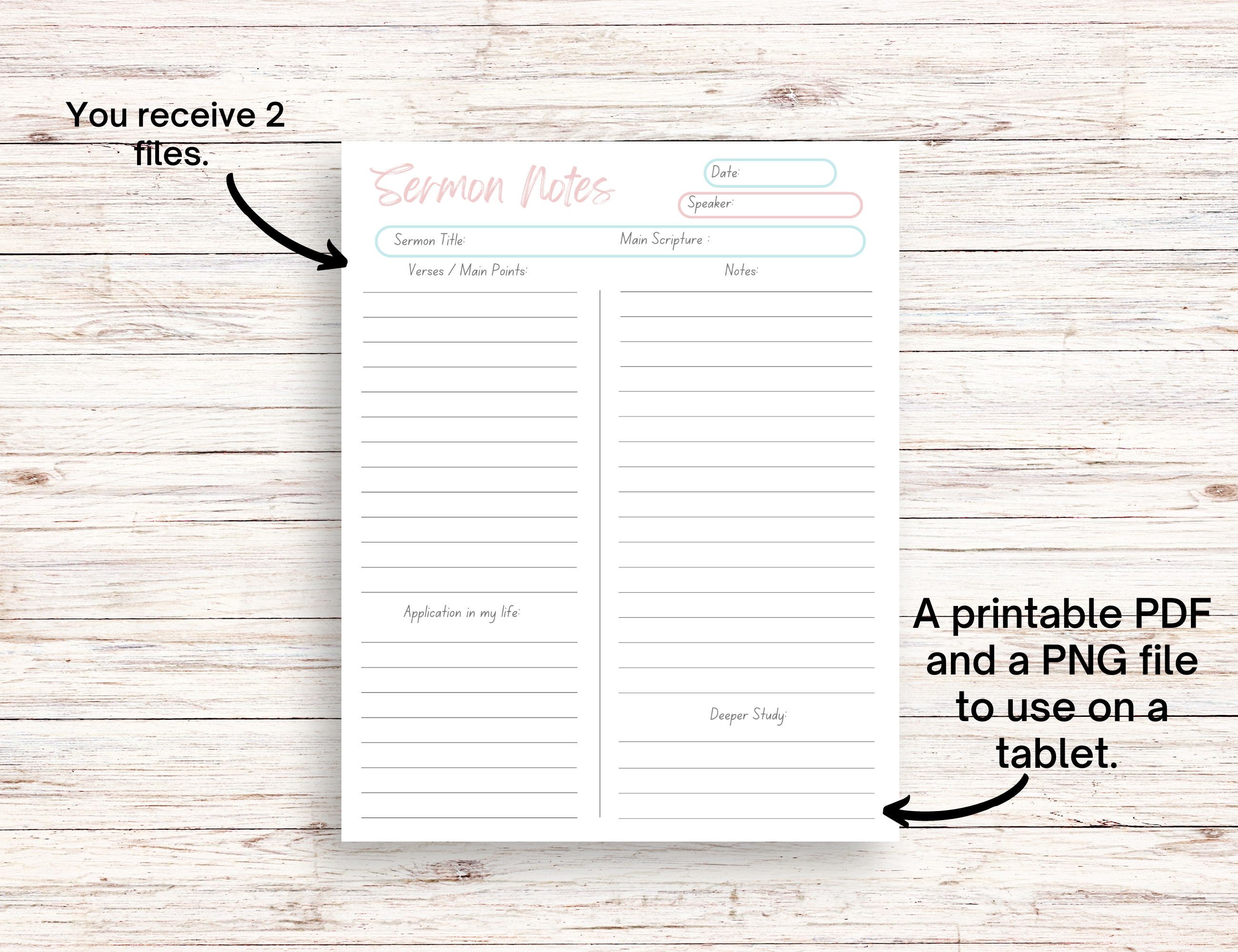 Sermon Note Template, Sermon Notes Printable, 8.5 X 11 Printable ...
