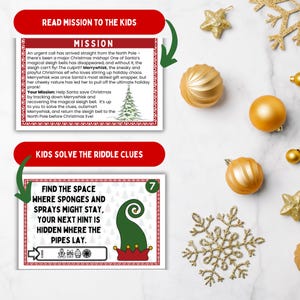 Elf Scavenger Hunt for Kids, Elf Treasure Hunt, Indoor Christmas Elf ...