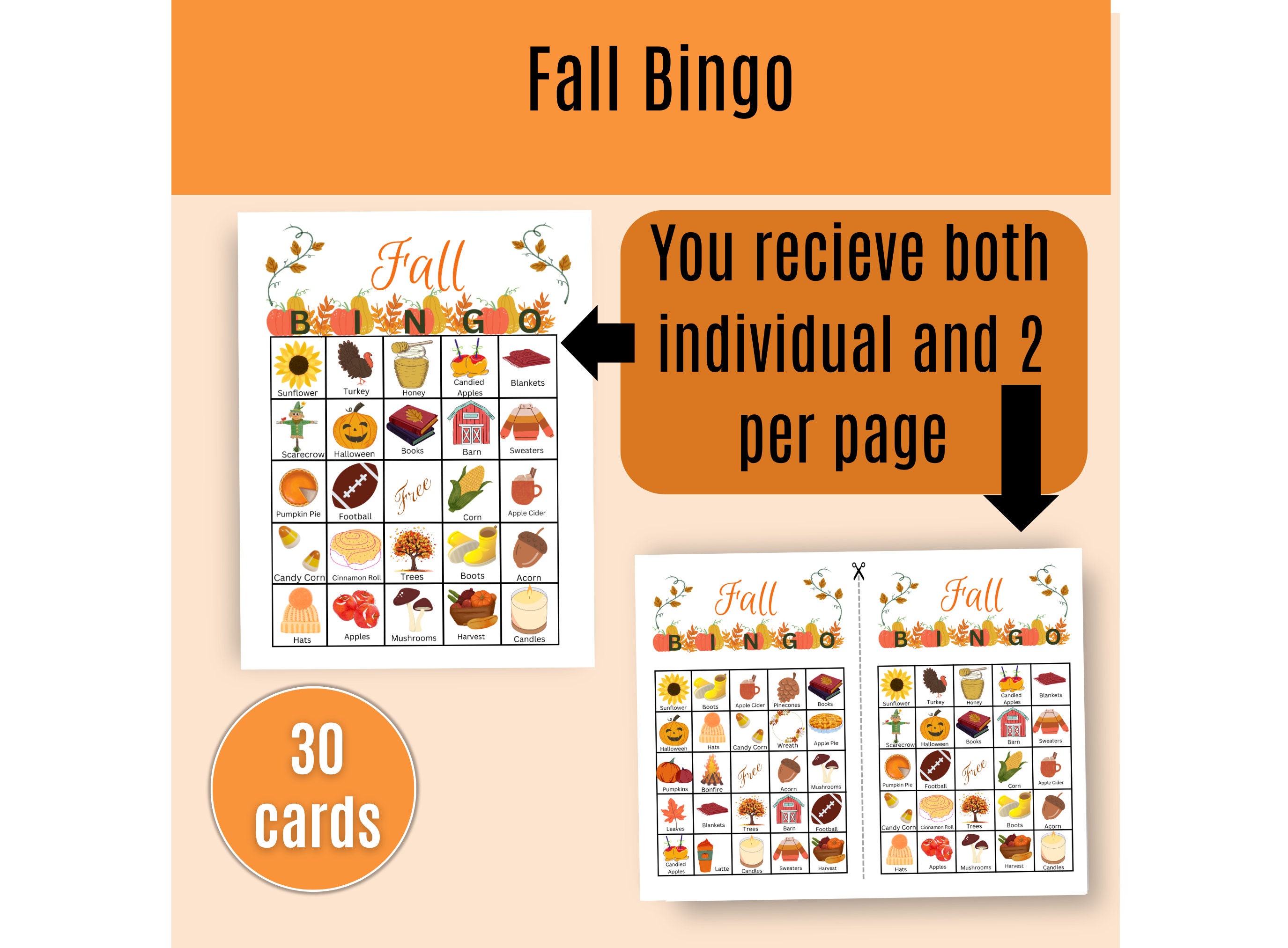 Fall Bingo Printable, Fall Party Games, Autumn Activity for Kids ...