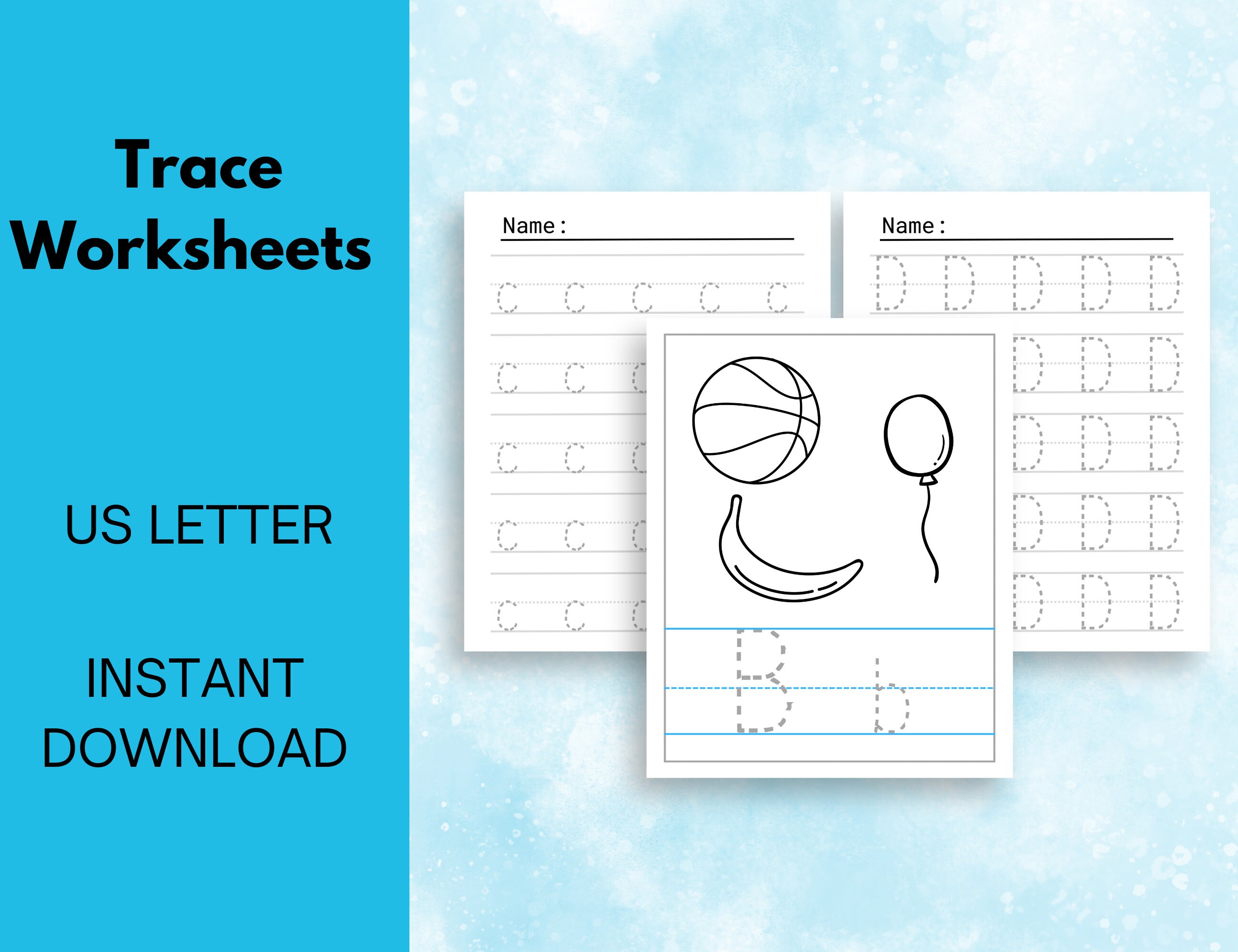 Alphabet Tracing Printable, A to Z Letters, Upper and Lower Case ...