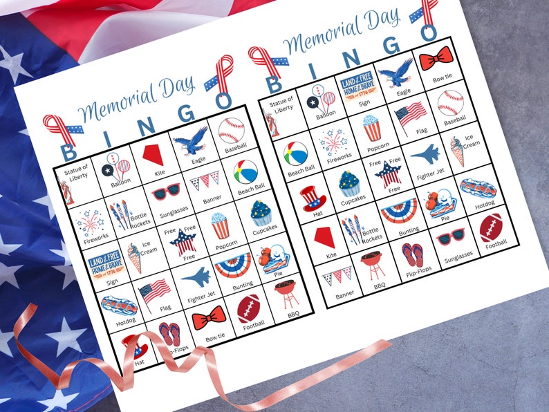 Memorial Day Bingo Cards Patriotic Bingoinstant Download - Etsy