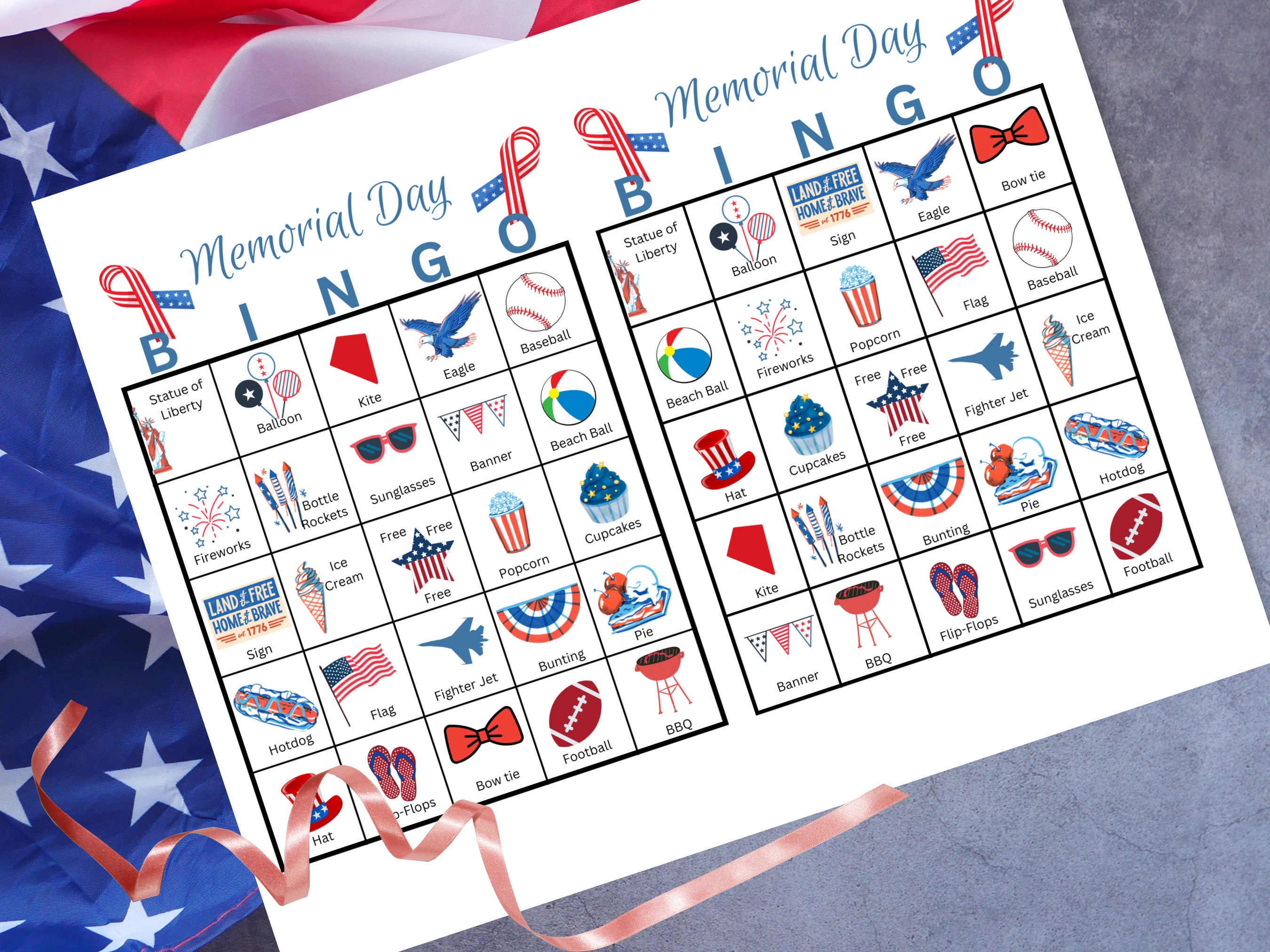 Memorial Day Bingo Cards, Patriotic Bingo,instant Download, Military ...
