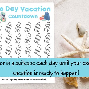 Vacation Countdown Printable, Kids Trip Countdown, Travel Planning, 30 ...