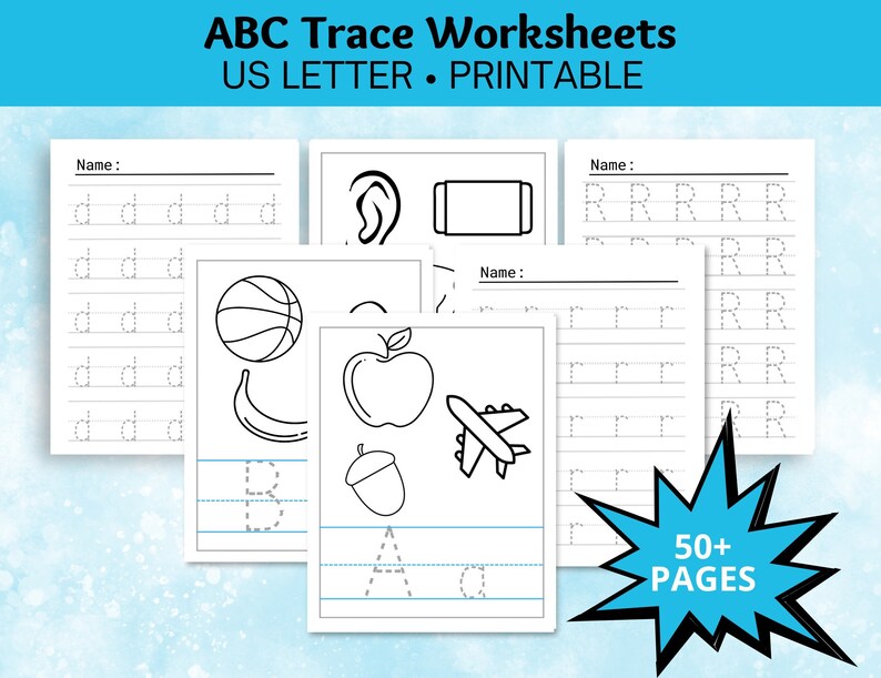Alphabet Tracing Printable, A to Z Letters, Upper and Lower Case ...