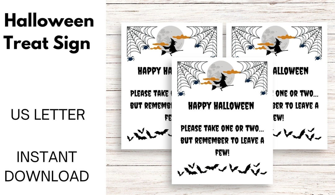 Printable Halloween Sign, Halloween Candy Sign, 8.5 X 11 Printable ...
