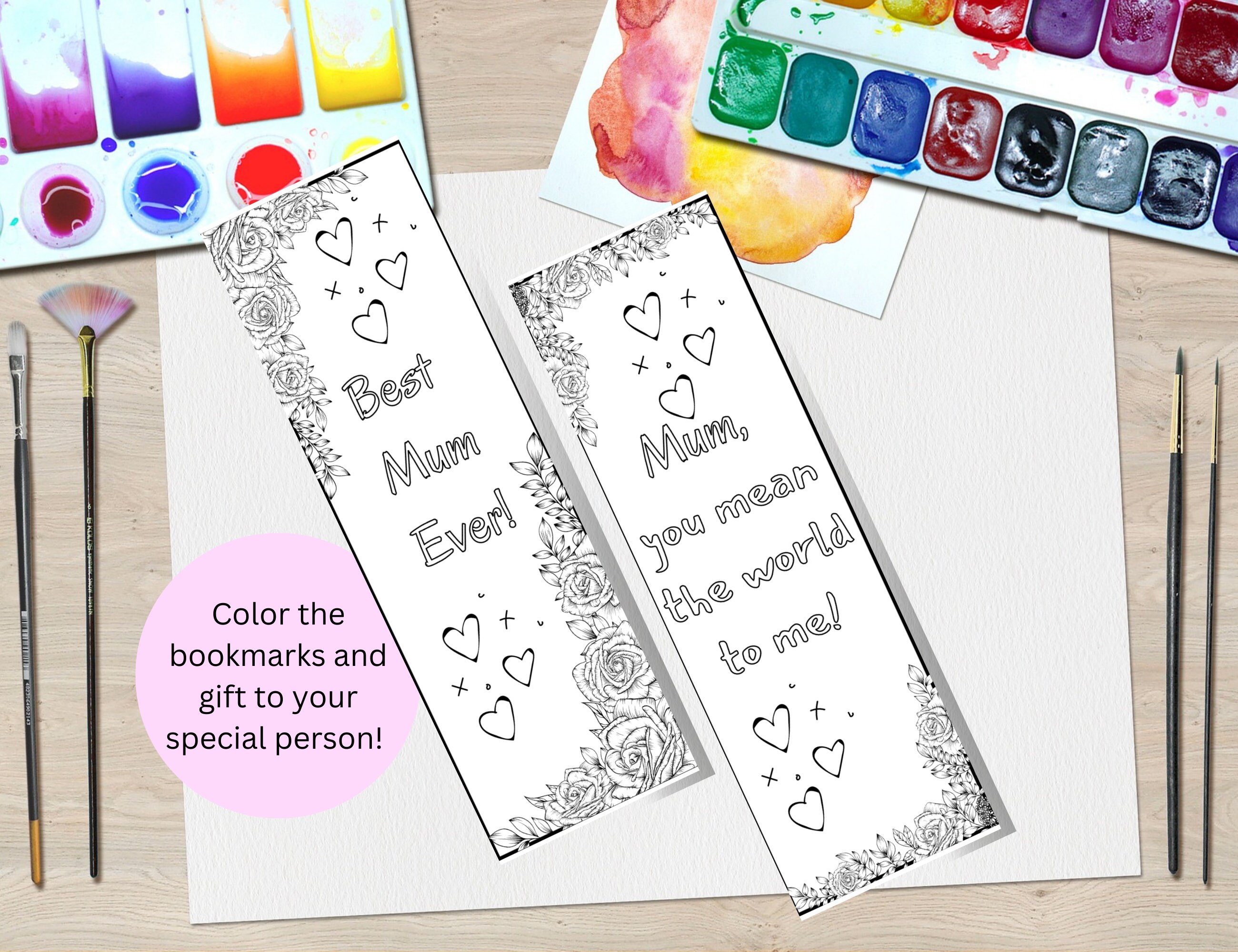 Mother's Day Printable Coloring Bookmark, Gifts for Mum, Presents From ...