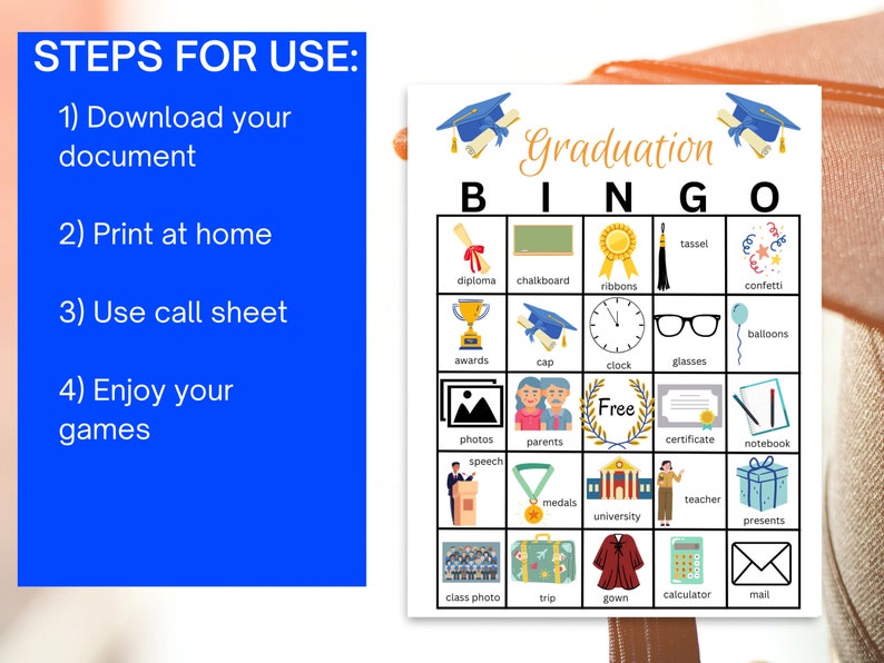 Graduation Bingo Cards, High School Grad Bingo, Instant Download ...