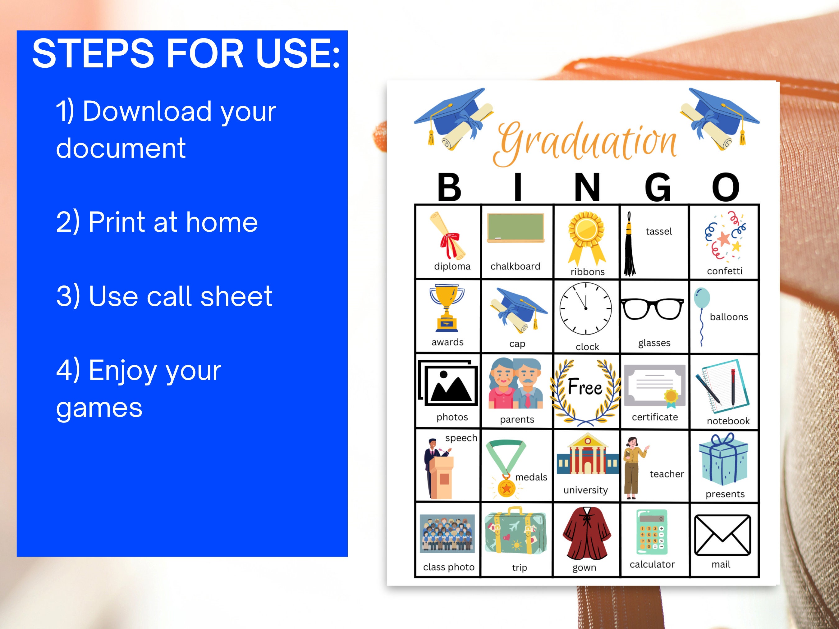 Graduation Bingo Cards, High School Grad Bingo, Instant Download ...
