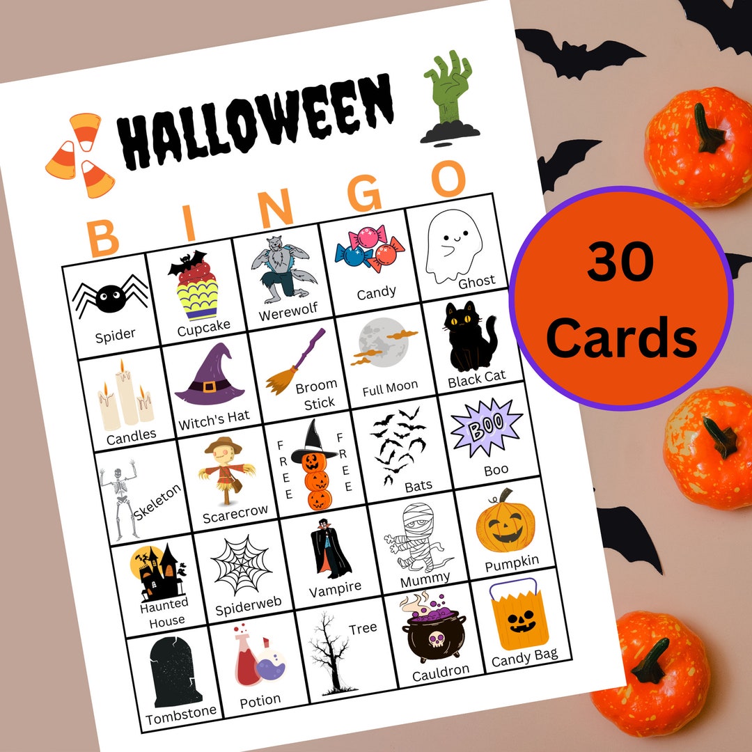 Halloween Bingo Cards,halloween Printable,halloween Activity for Kids ...