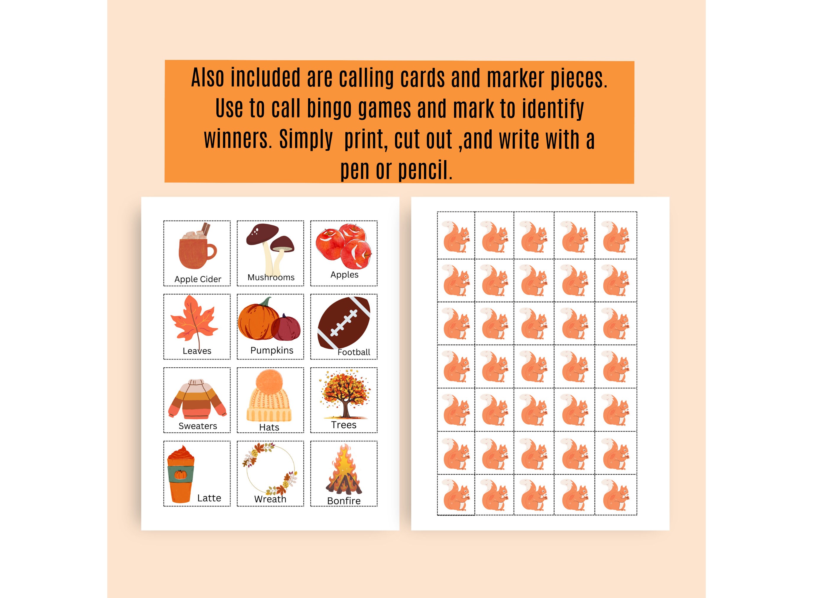 Fall Bingo Printable, Fall Party Games, Autumn Activity for Kids ...