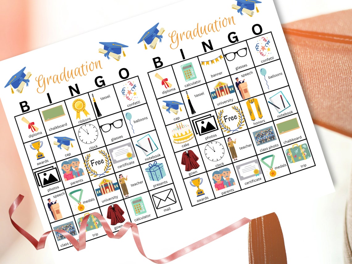 Graduation Bingo Cards, High School Grad Bingo, Instant Download ...