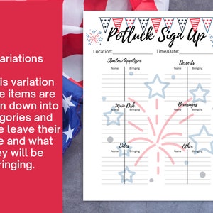 Memorial Day Potluck Printable, BBQ, Office/family Potluck, Church ...