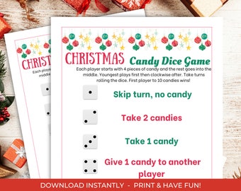 Christmas Candy Dice Game, Printable Christmas Game, Christmas Party ...