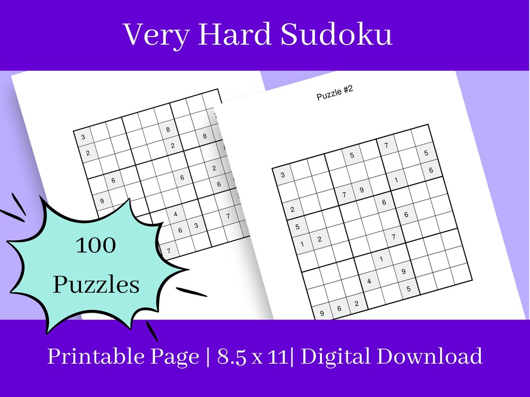 Sudoku Puzzles | 100 Printable Puzzles Very Hard Level | Large Print ...