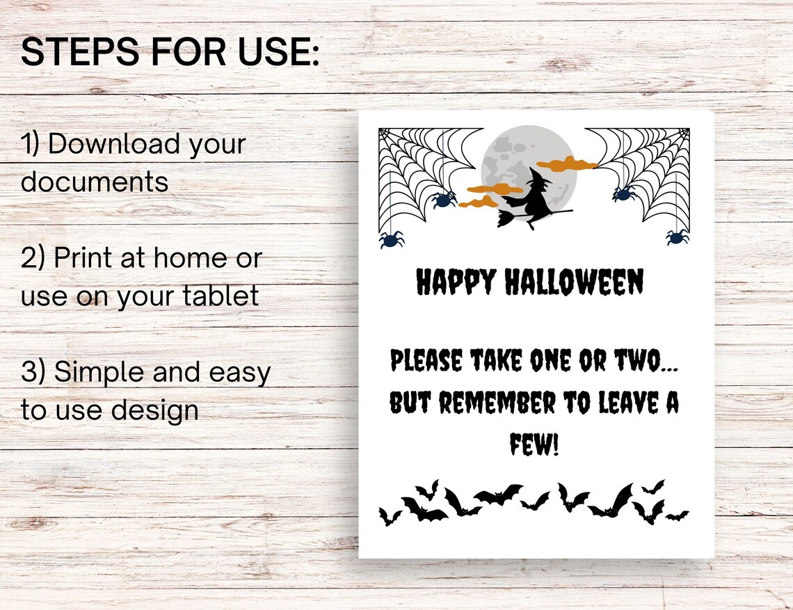Printable Halloween Sign, Halloween Candy Sign, 8.5 X 11 Printable ...