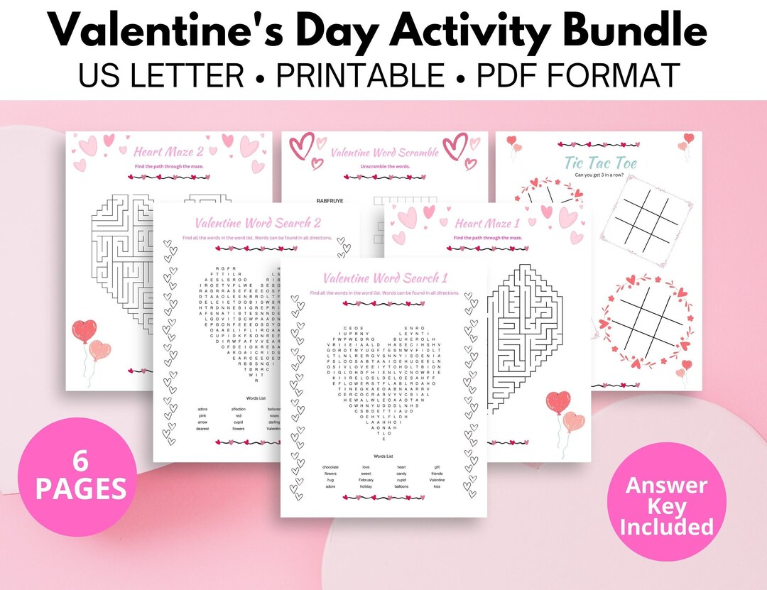 Valentine's Activities Printable, Valentine's Games Printable, Kids ...