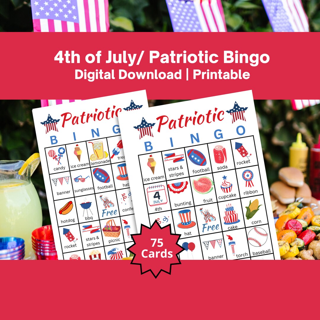 Patriotic Bingo Cards, Patriotic Bingo,instant Download, Military ...