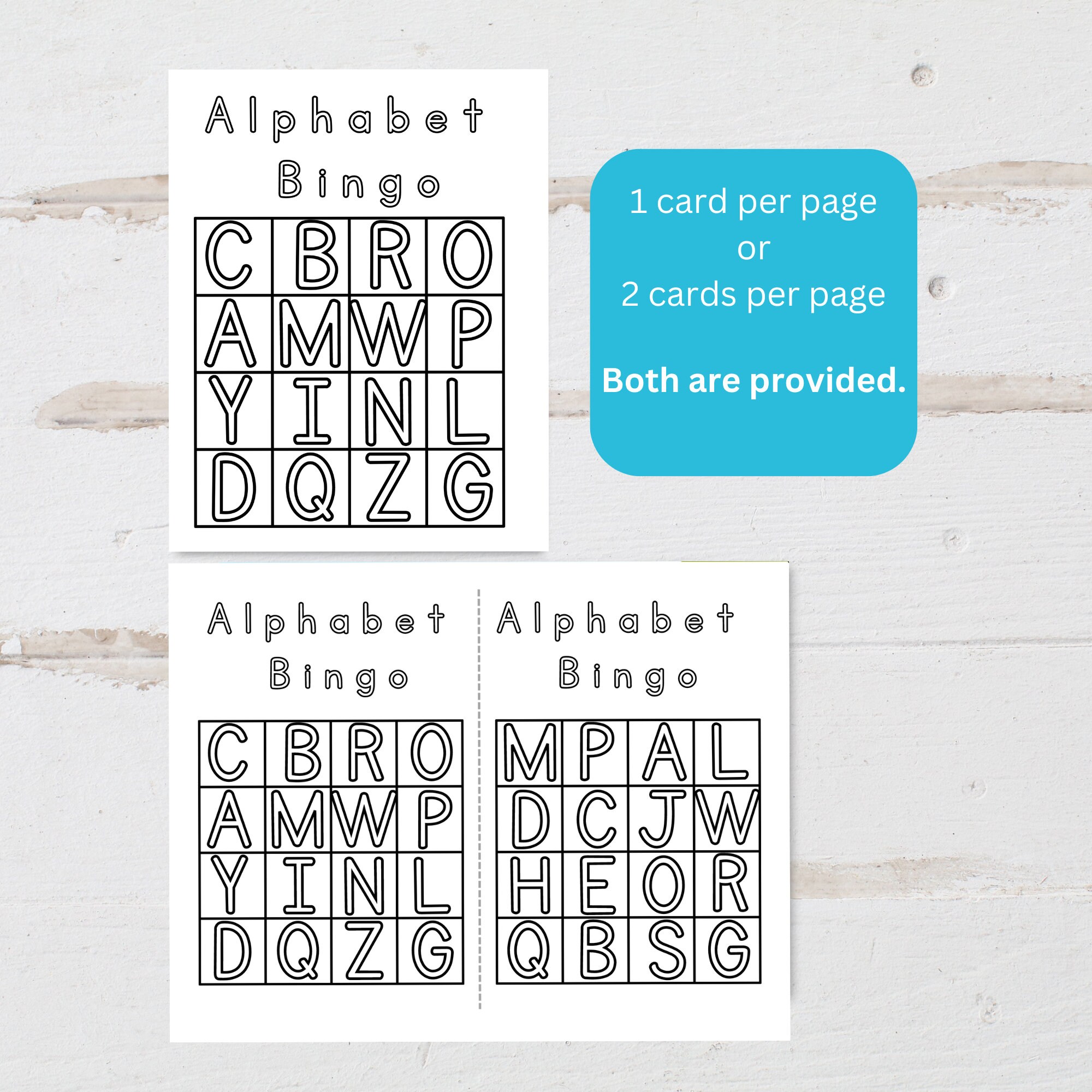 Alphabet Printable Bingo Game, Preschool, 20 Cards, Letter Activities ...