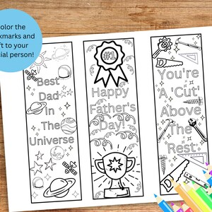 Father's Day Printable Coloring Bookmark, Gifts for Grandpa, Presents ...