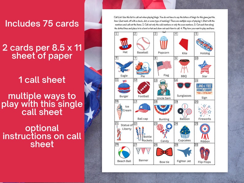 Memorial Day Bingo Cards, Patriotic Bingo,instant Download, Military ...