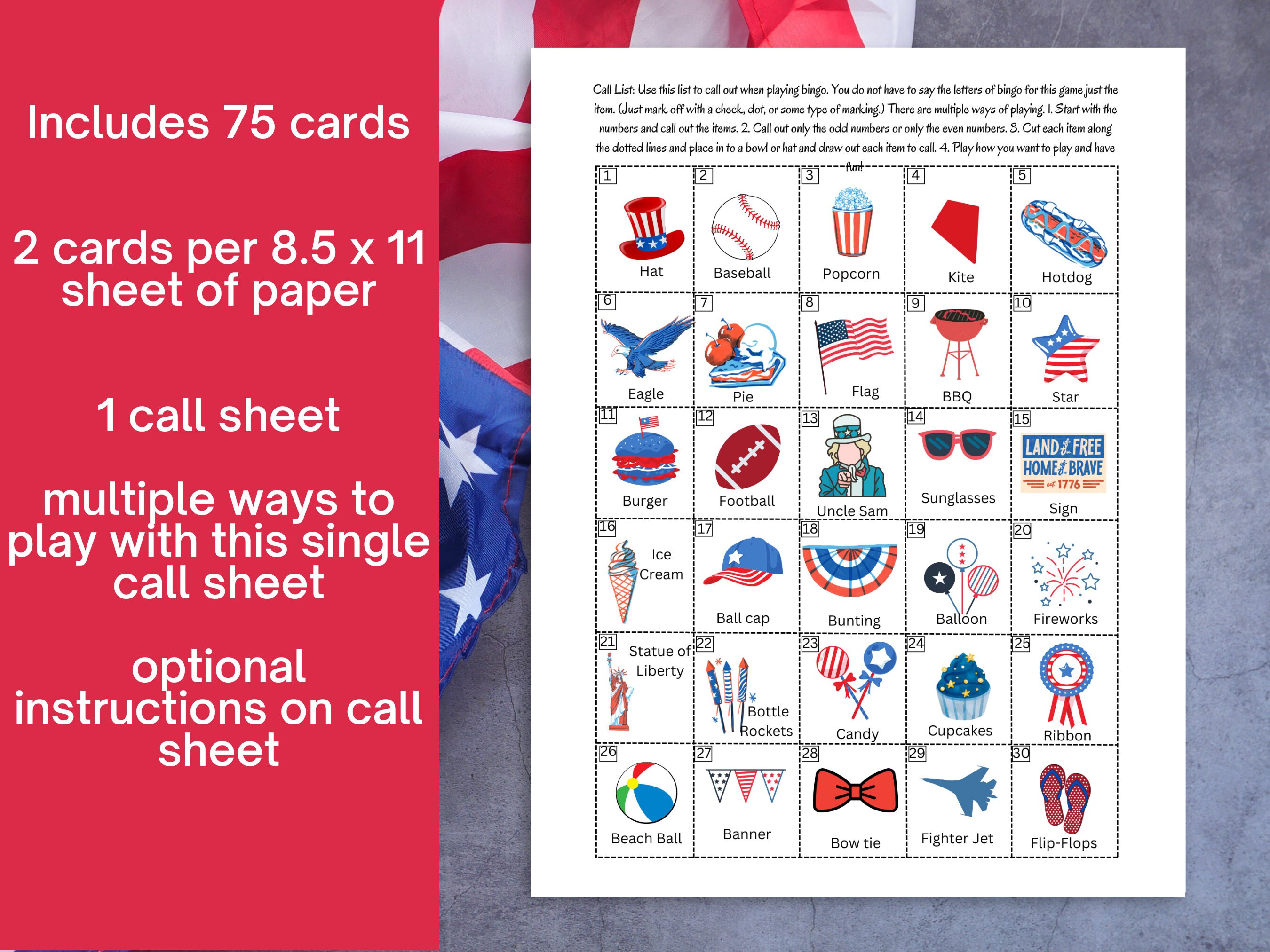 Memorial Day Bingo Cards, Patriotic Bingo,instant Download, Military ...