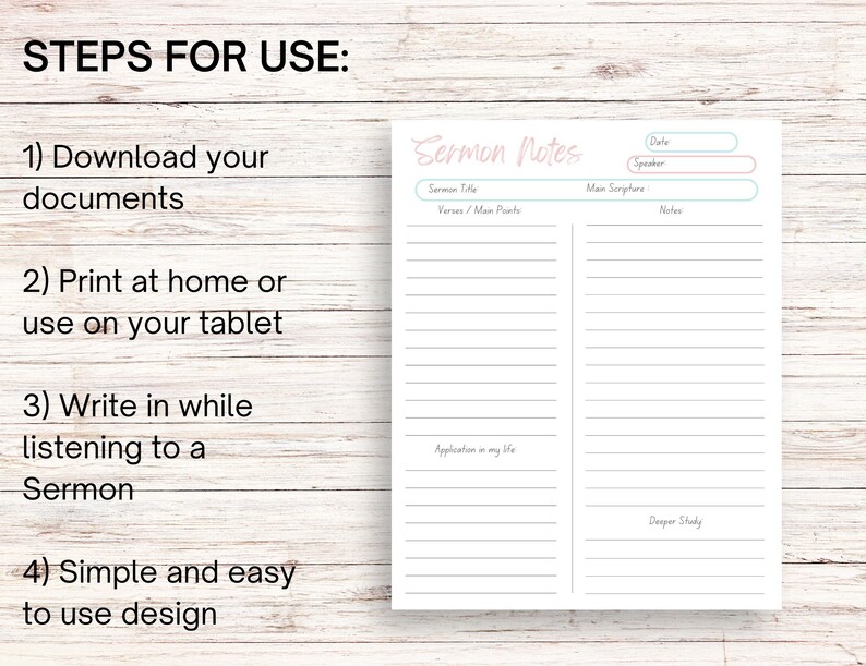 Sermon Note Template, Sermon Notes Printable, 8.5 X 11 Printable ...