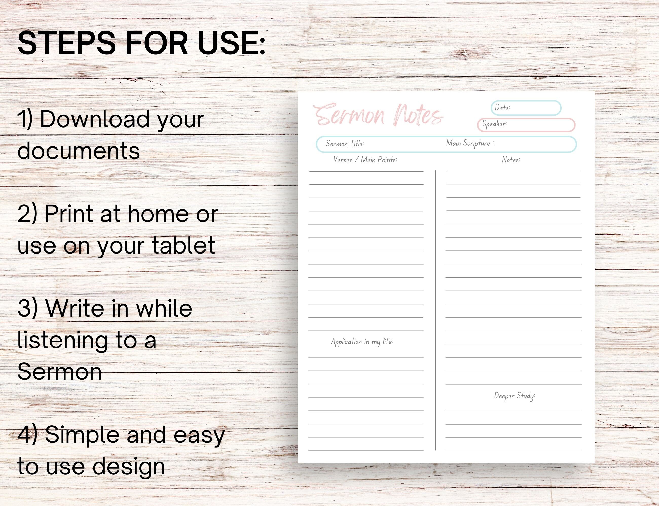 Sermon Note Template, Sermon Notes Printable, 8.5 X 11 Printable ...