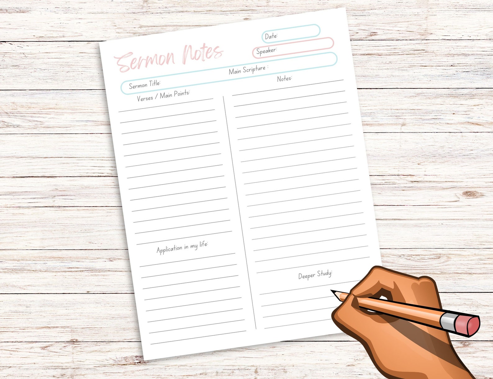 Sermon Note Template, Sermon Notes Printable, 8.5 X 11 Printable ...