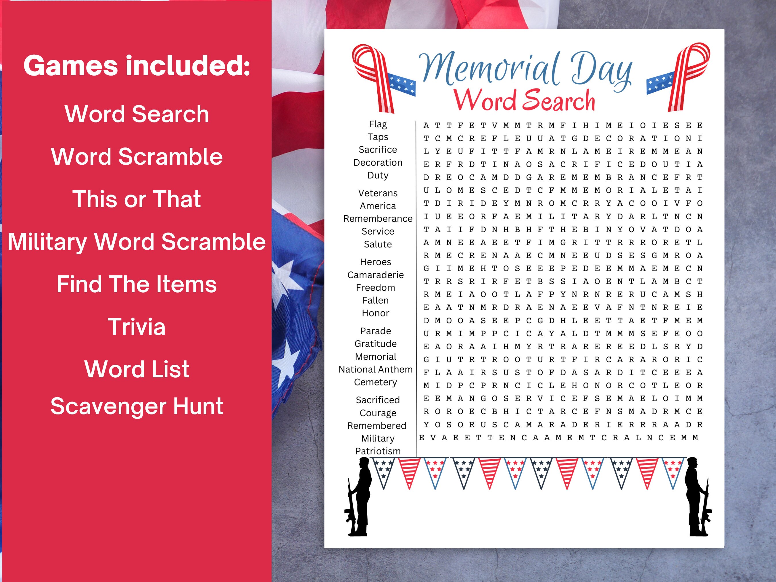 Memorial Day Printable Games, Patriotic Games, Instant Download ...