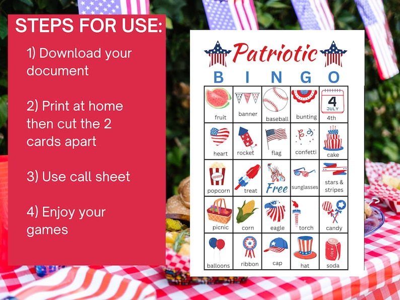 Patriotic Bingo Cards, Patriotic Bingo,instant Download, Military ...