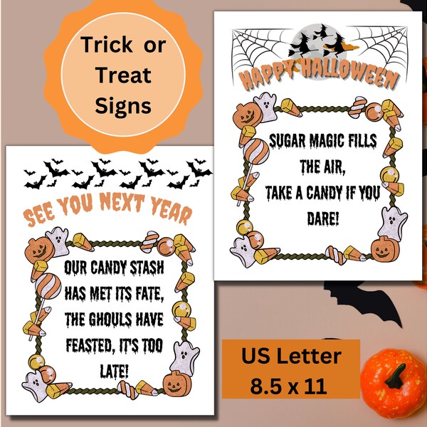 Trick or Treat Sign - Etsy