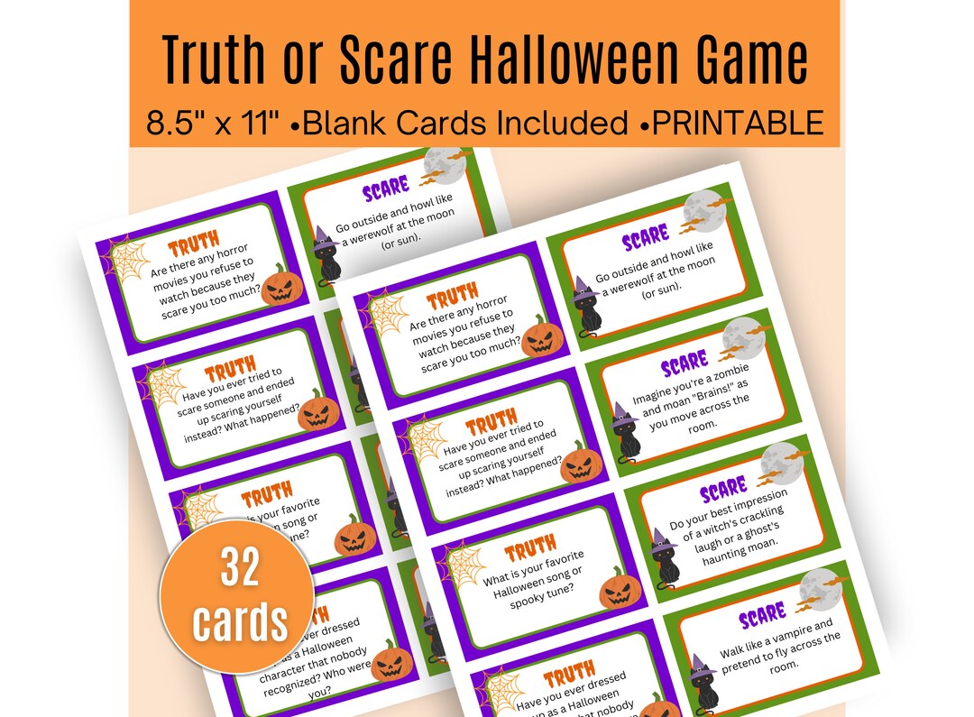 Truth or Scare, Halloween Party Game, Halloween Game for Kids ...