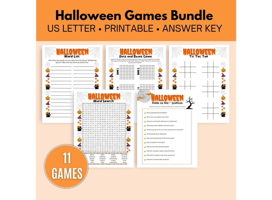Halloween Games Bundle, Halloween Games for Kids and Adults, Printable ...