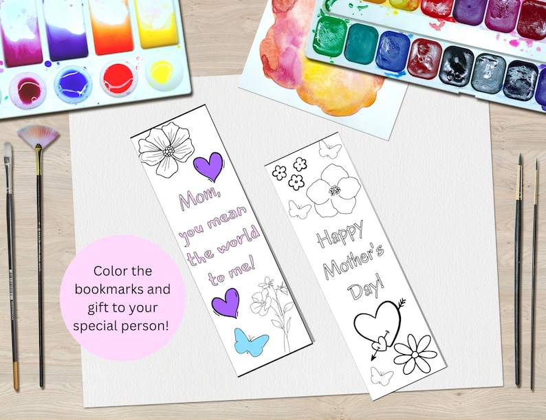 Mother's Day Printable Coloring Bookmark, Gifts for Mum, Presents From ...