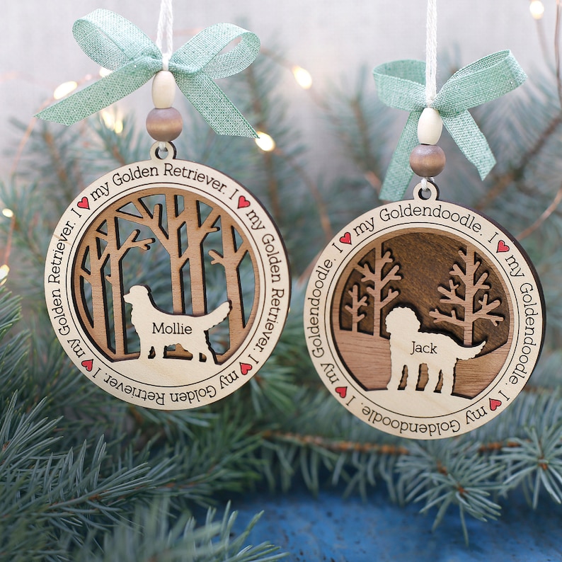 Laser Engraved Custom Dog Ornament, Gift for Dog Lovers, Dog Christmas ...