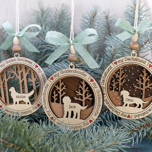 Laser Engraved Custom Dog Ornament, Gift for Dog Lovers, Dog Christmas ...