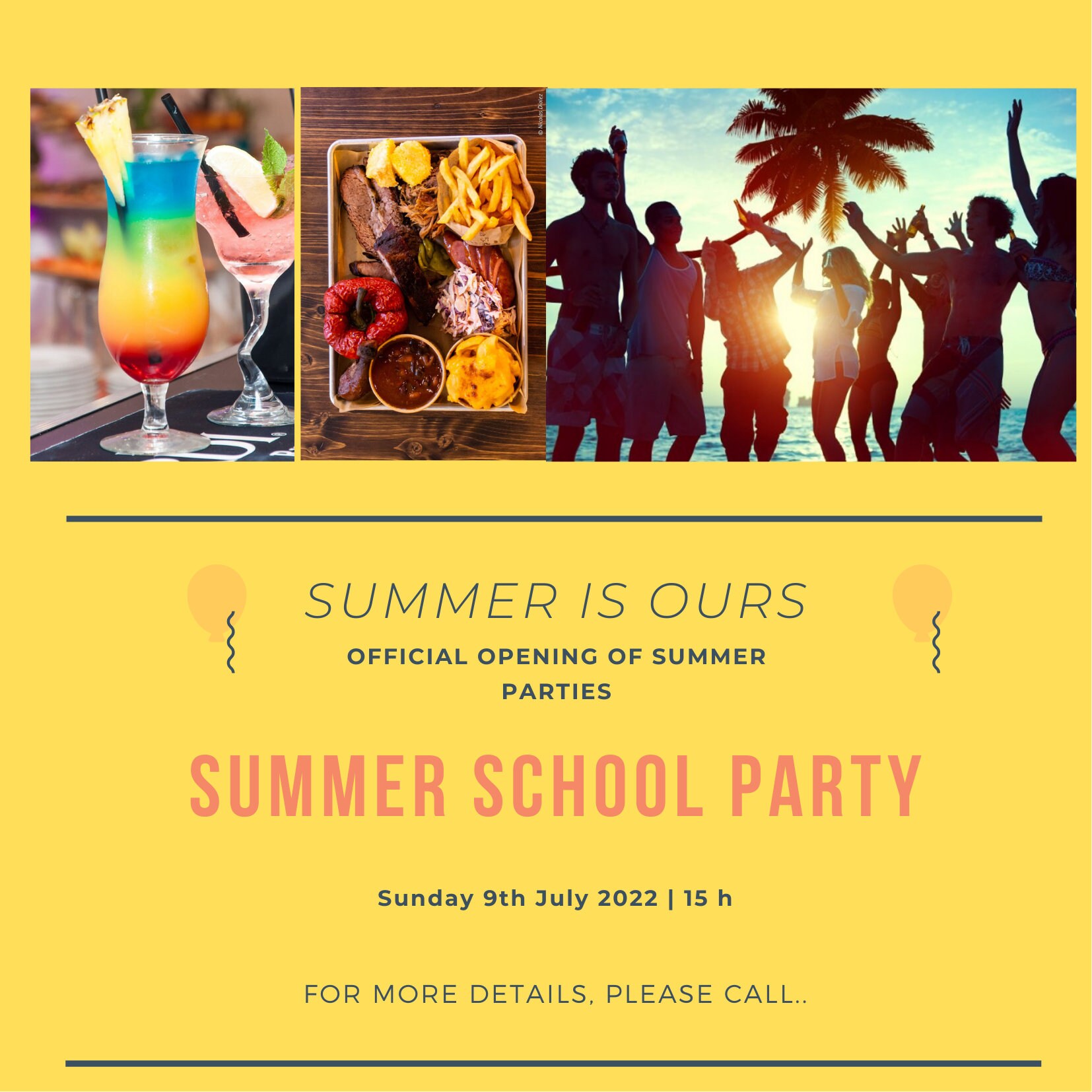 EDITABLE School Party Invite Bbq Summer Party Announcement - Etsy