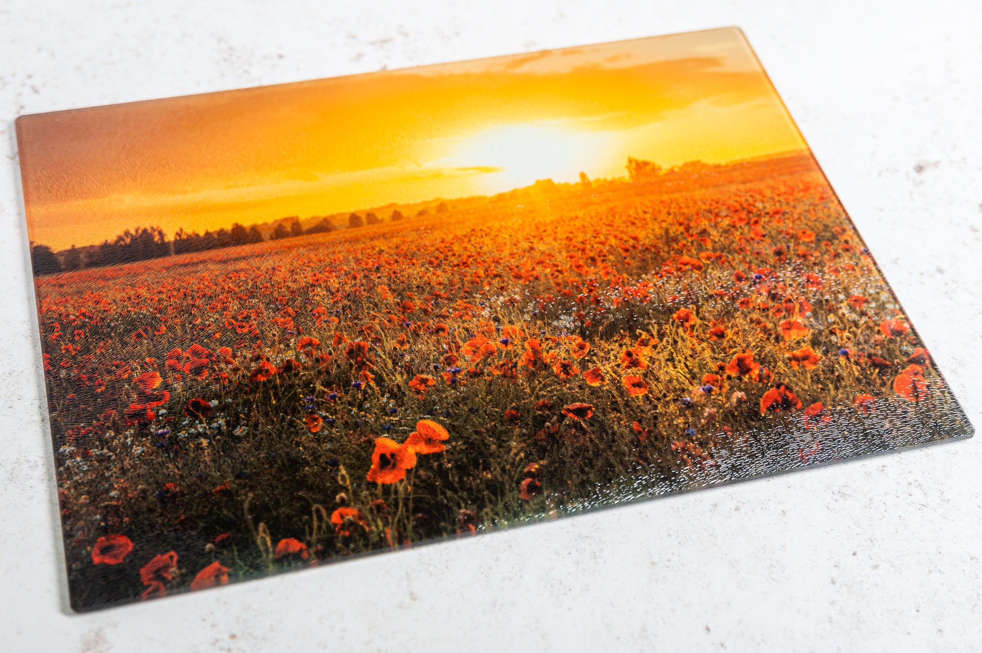 Poppy Field / Sunset / Cotswolds / Glass Chopping Board / Worktop ...