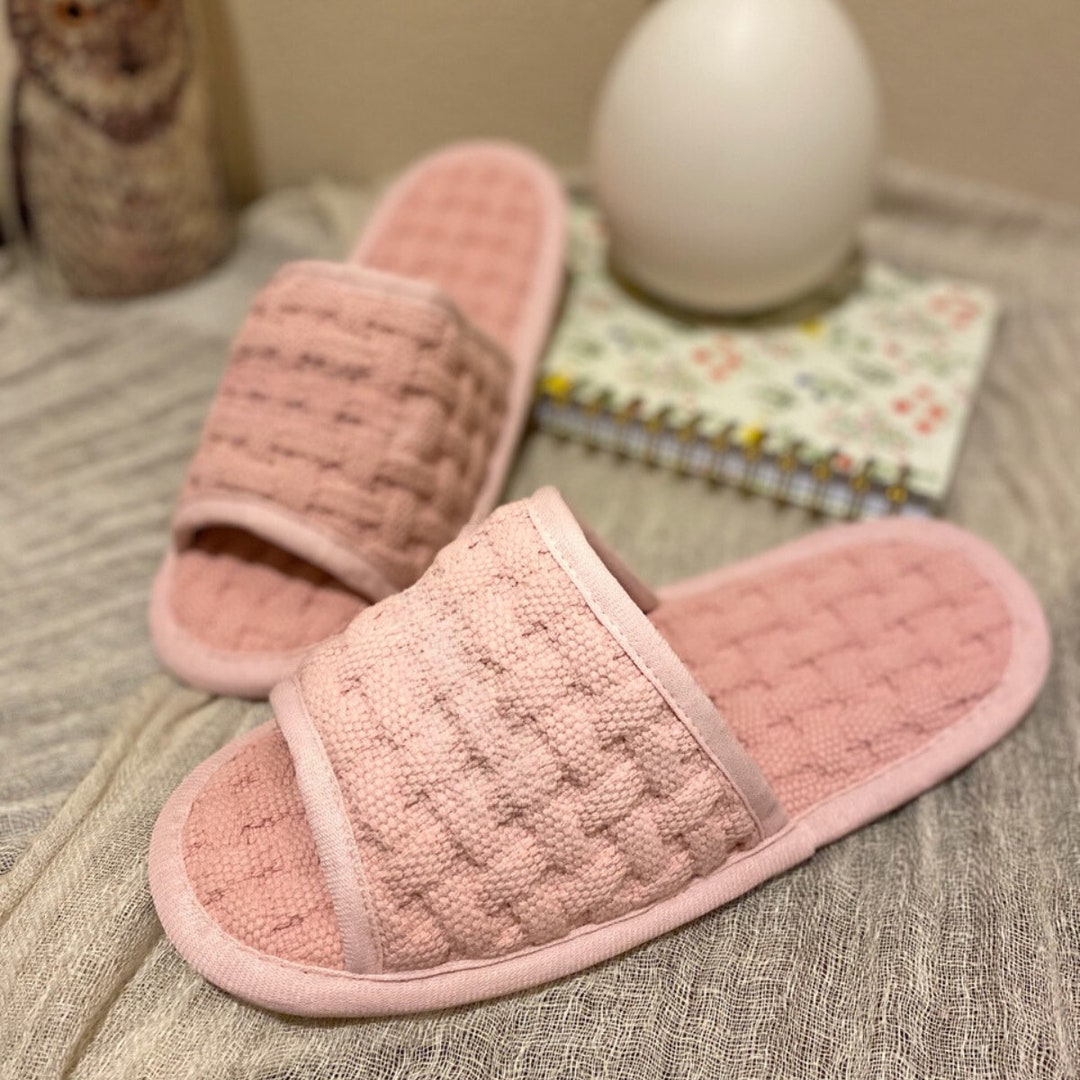 Soft Non Slip Washable Cotton Waffle Weave Slippers for Embroidery ...